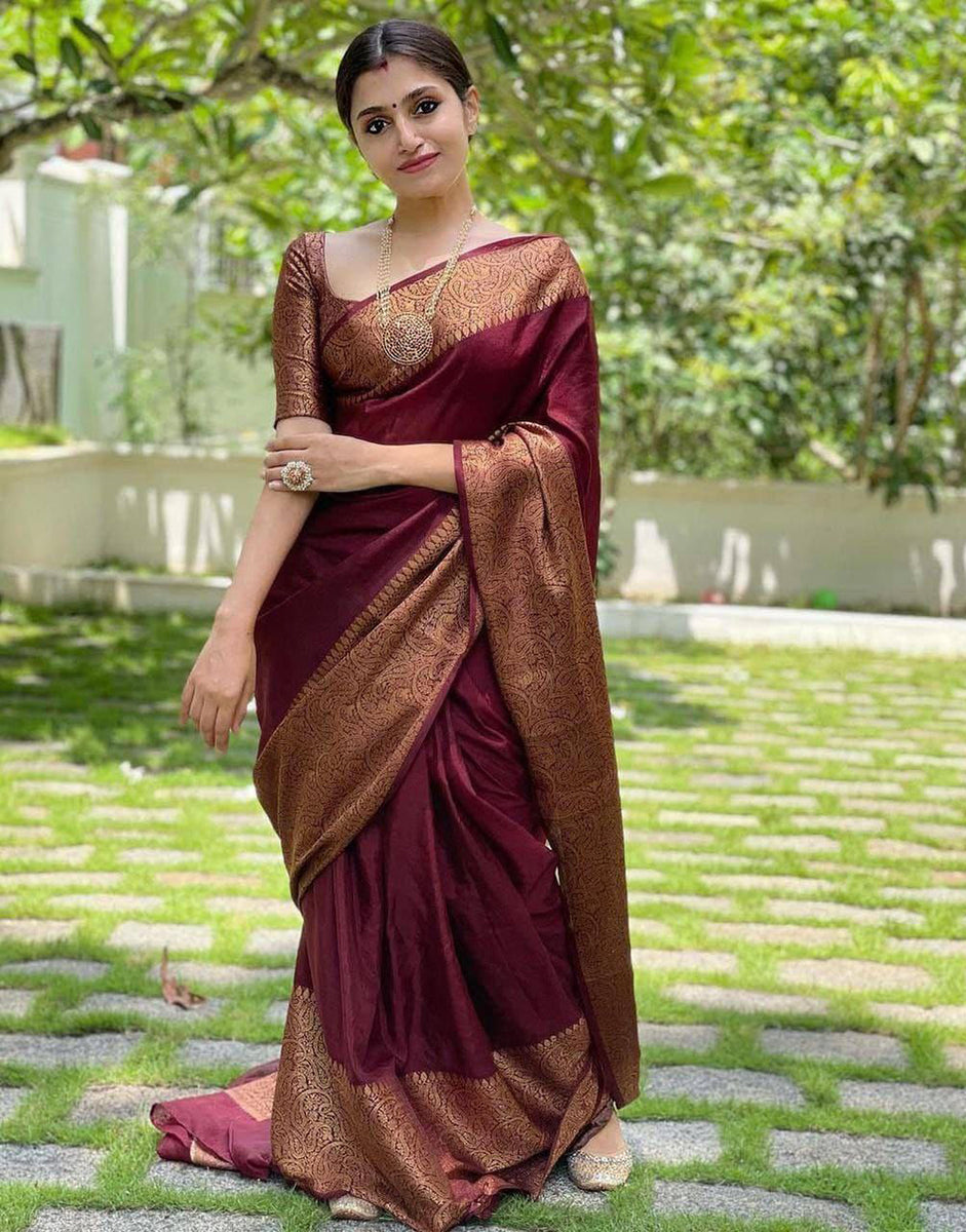 Maroon Soft Silk Saree With Beautiful Pallu – Sareewave